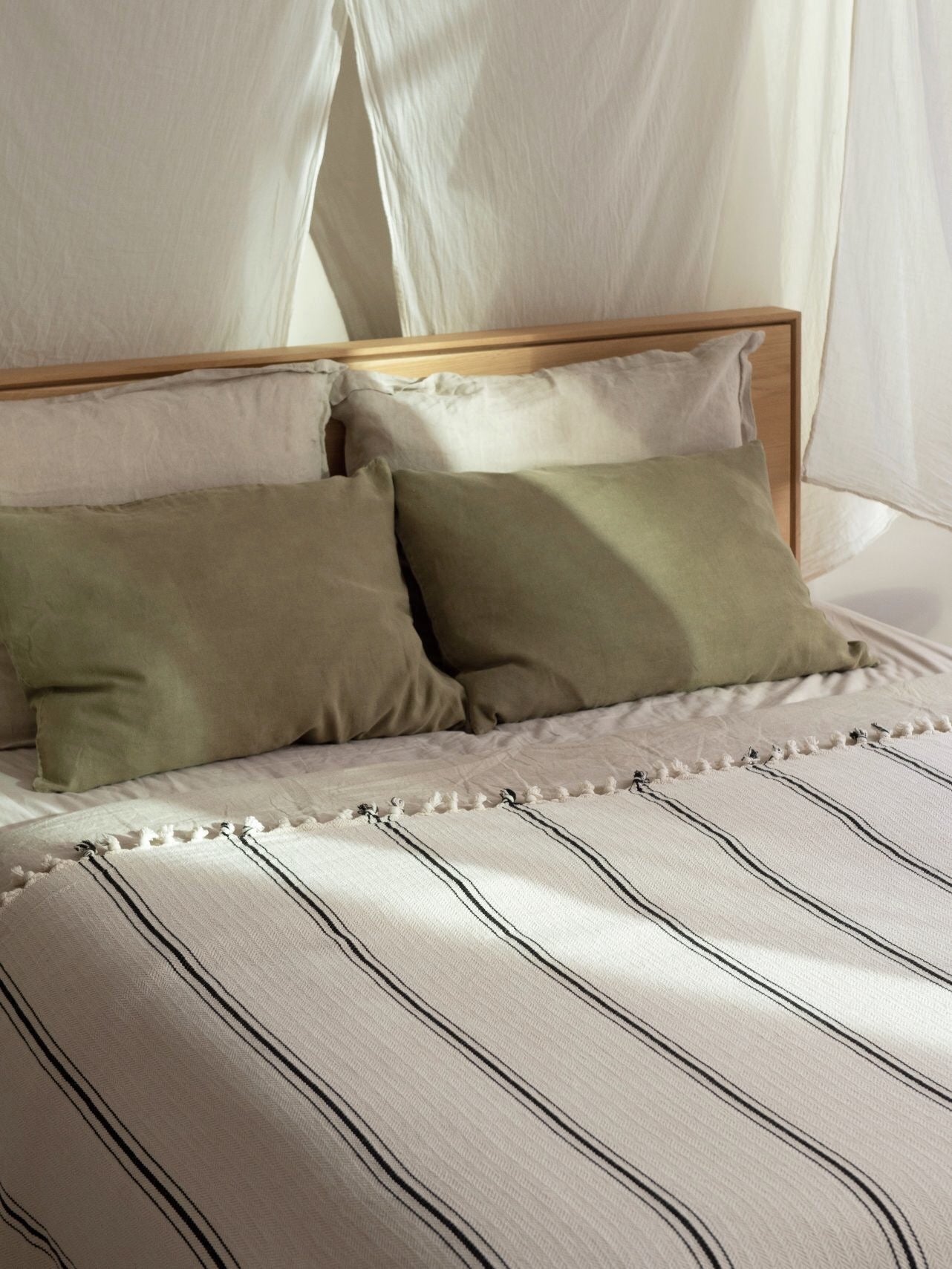 large cotton throw - cream with black stripes – Ezu Studio