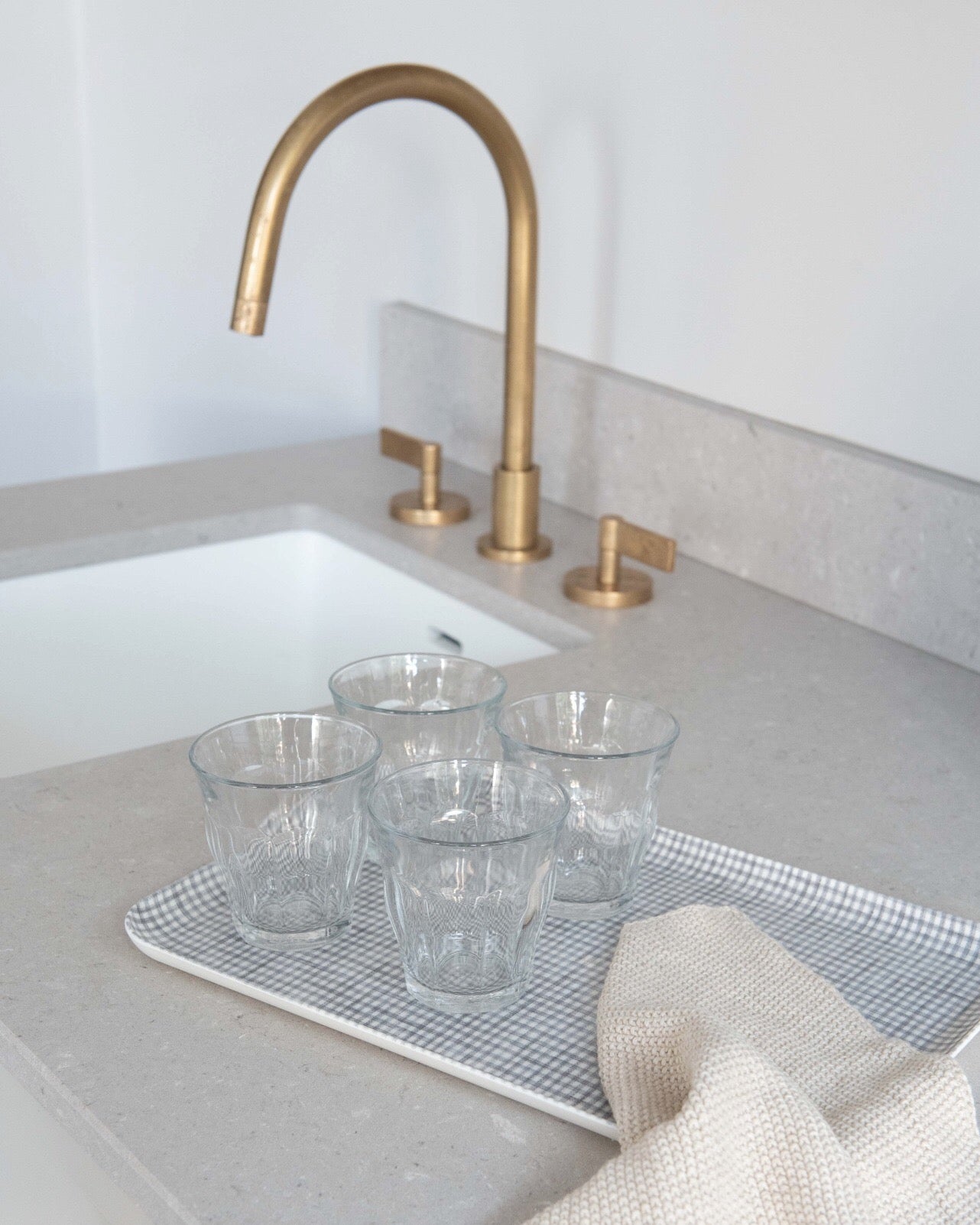 linen serving tray - light grey check - multiple sizes – Ezu Studio